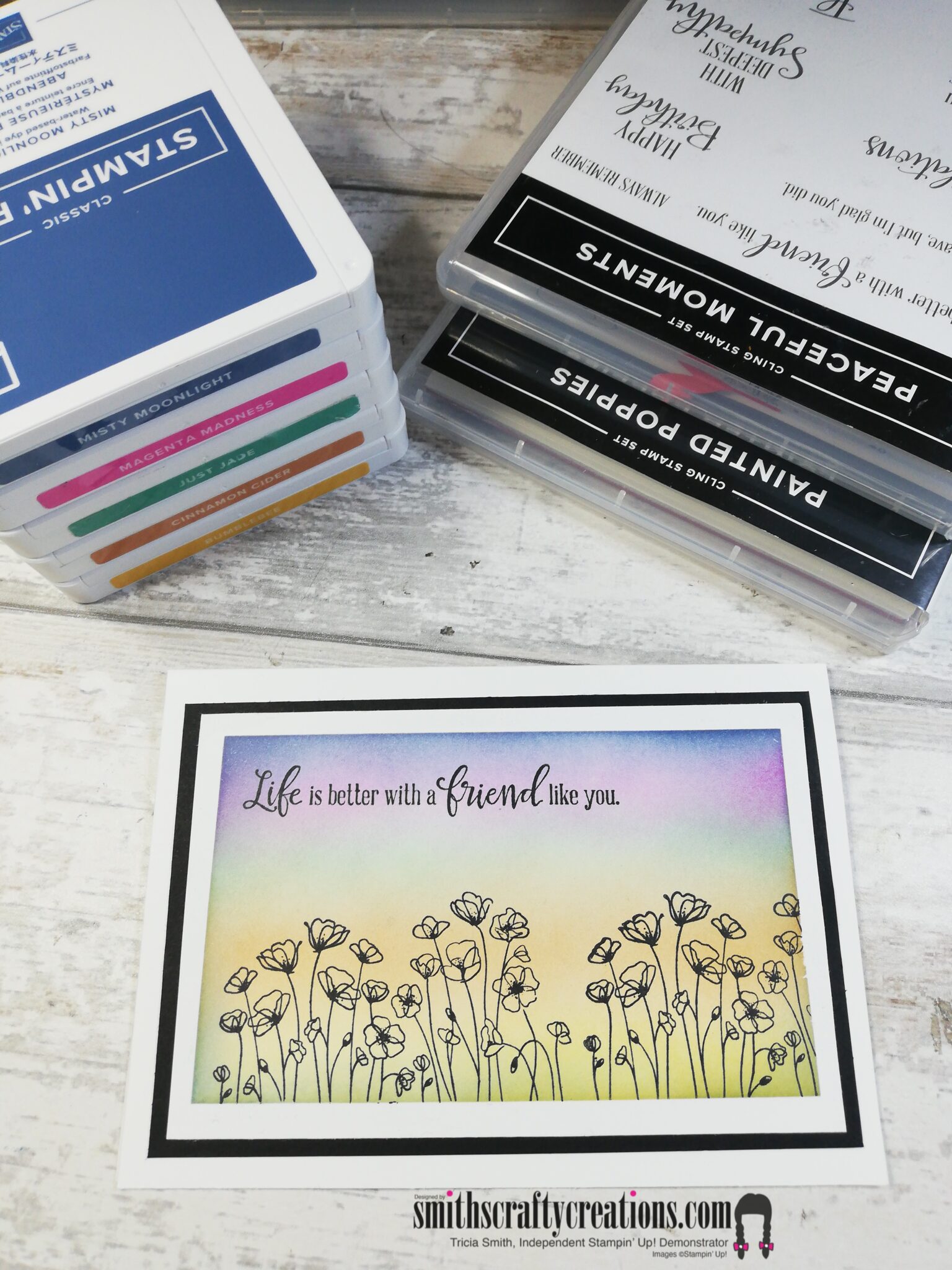 Painted Poppies Ink Blended Friendship Card