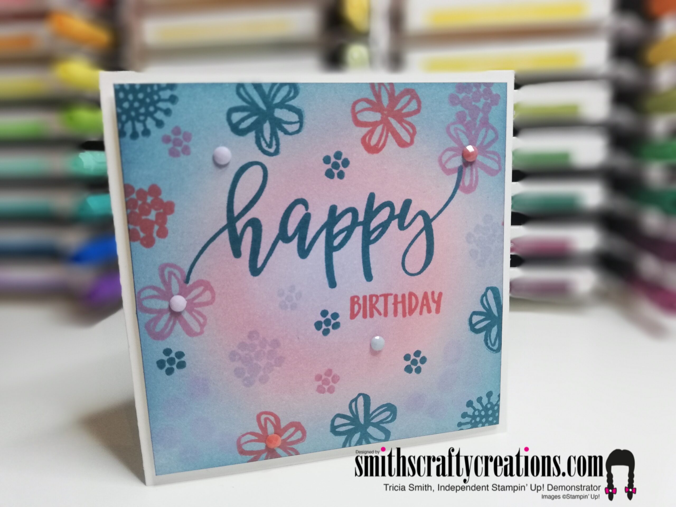 Fun, bright ink blended Handmade Cards