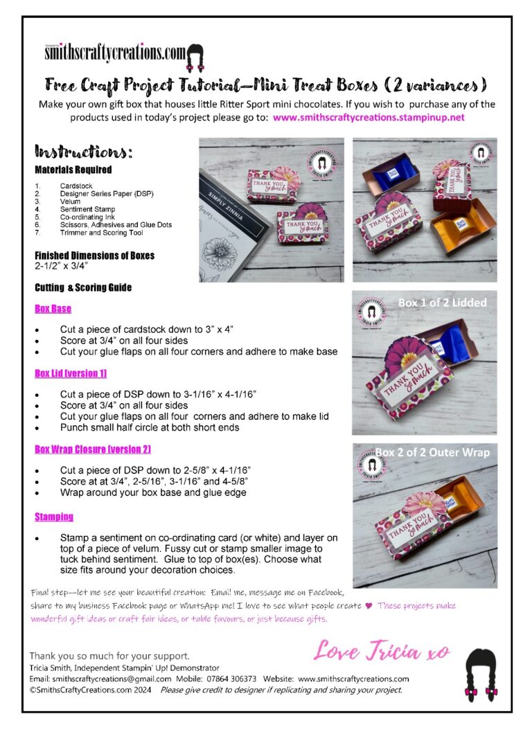 Free Card Making Tutorial Downloads - Smiths Crafty Creations